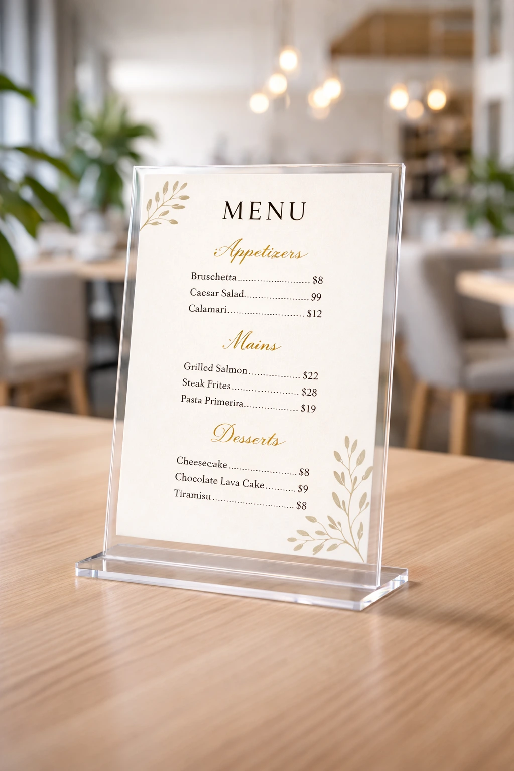 Acrylic Table talker- Custom A5 A6 A4 Menu Holder